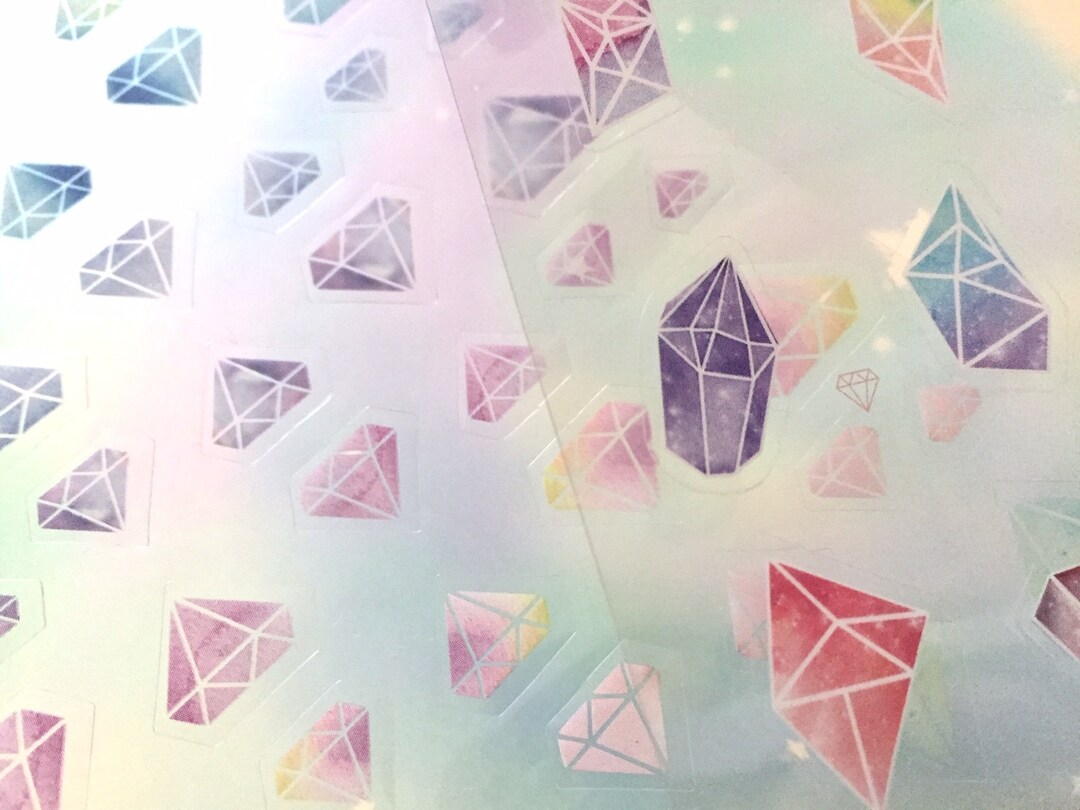 Diamond Crystal Sticker Mini Diamond Gemstone Label Icon Vintage ...