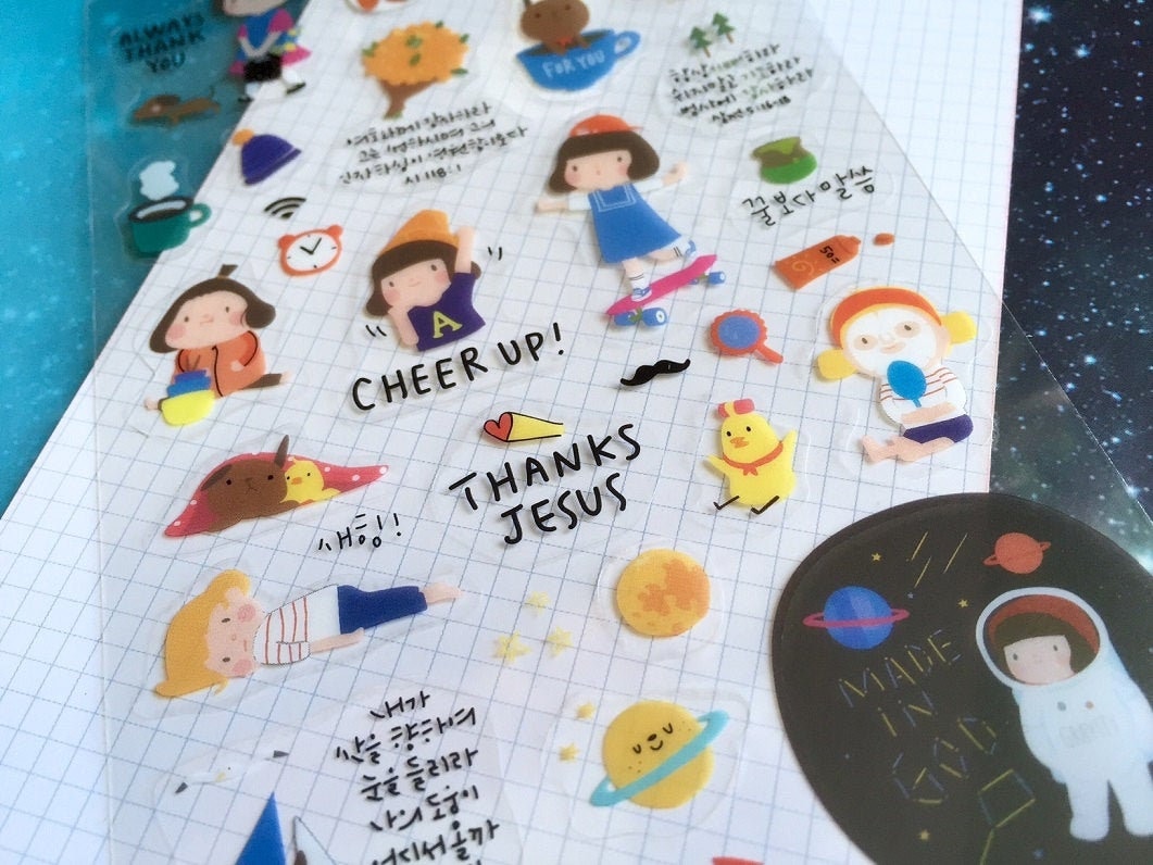 Cheer up girl sticker Adorable girl daily life sticker teen | Etsy