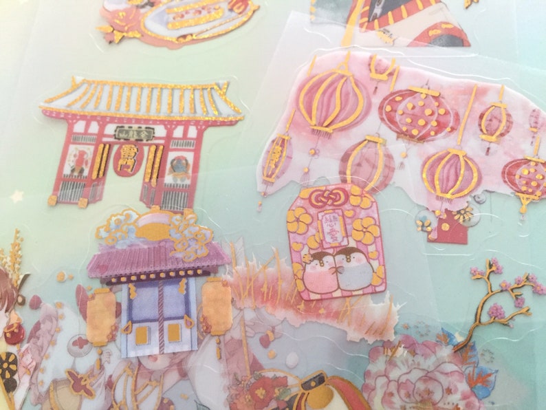 4 Sheets Japan Comic Girl Sticker Traditional Kimono Anime Cartoon ...