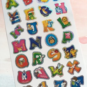Nursery Animal Alphabet Stickers 2 Sheets Funny Alphabet Zoo Animal ...
