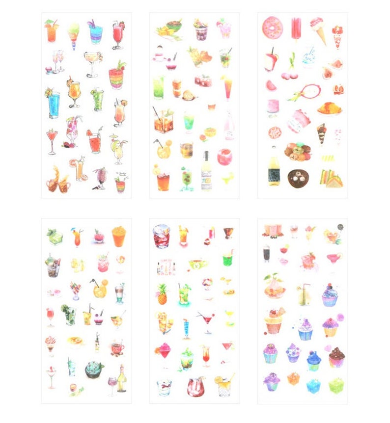 Set of 6 Cocktail Drink Sticker Iced Drink Summer Drink Party Drink ...