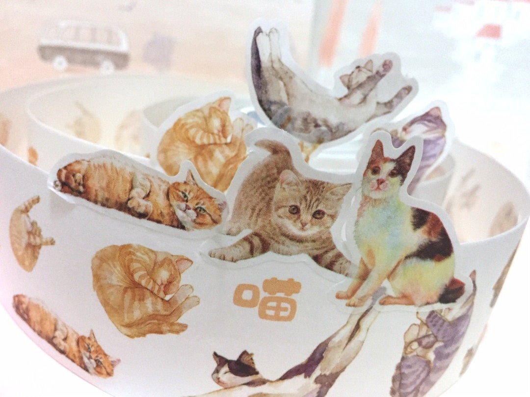Cute Cat Sticker 1 Roll Mini Cat Lazy Cat Jumping Cat Sleeping Cat Pet ...