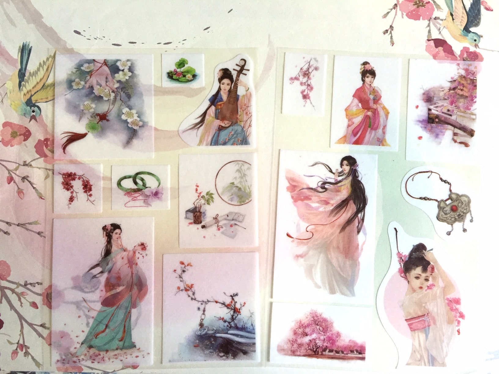 6 Sheets of Ancient Girl Sticker Asian Vintage Beauty Lovely | Etsy