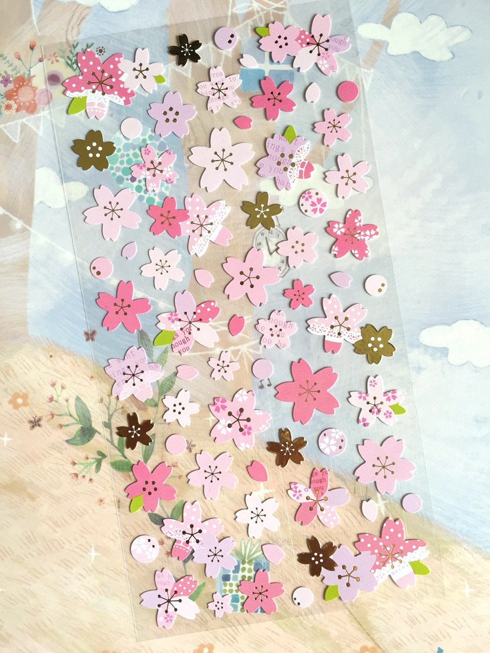 Sakura Sticker Pink Flower Cherry Blossom Sticker White Flower - Etsy