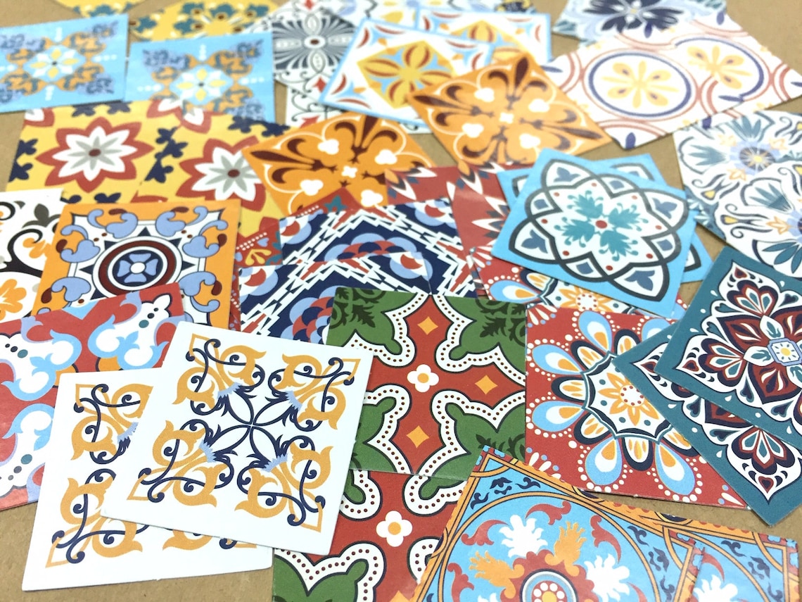 46 Tile Stickers Mini Tile Retro Boho Tile Vintage Bohemian - Etsy