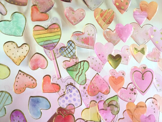 Fancy Heart Sticker Colorful Sweet Heart Pink Heart Epoxy | Etsy