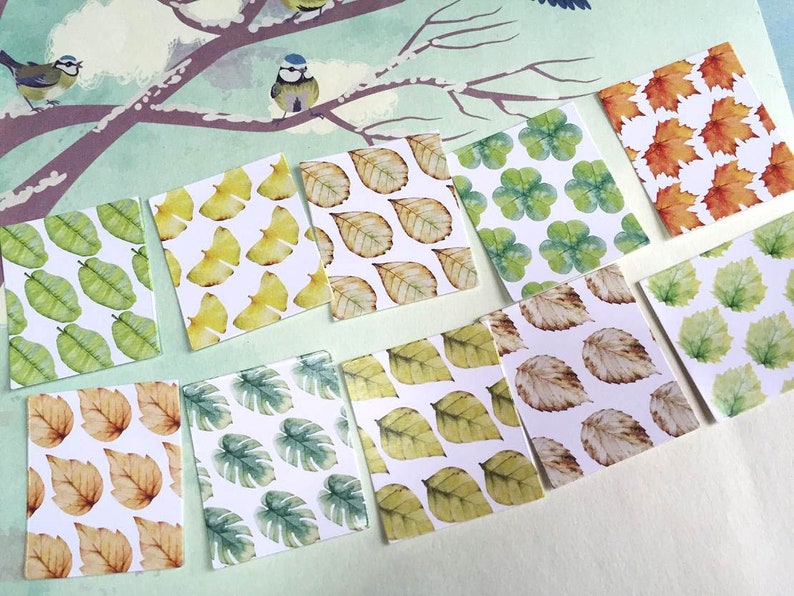 40 Colorful Leaf Sticker Autumn Leaves Green Leaves Label | Etsy
