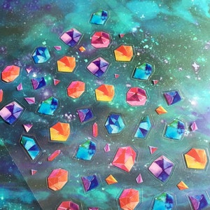 Diamond Sticker Raw Diamond Colorful Gemstone Label Sticker Vintage ...