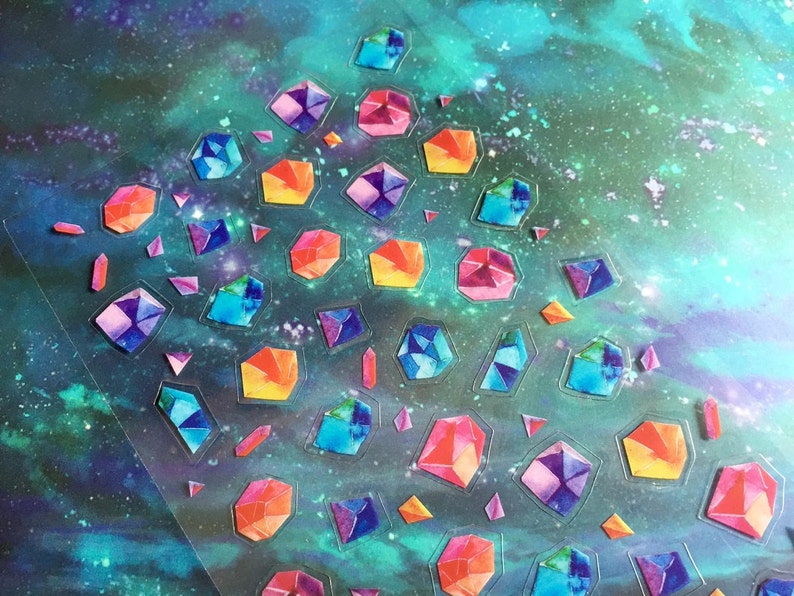 Diamond Sticker Raw Diamond Colorful Gemstone Label Sticker | Etsy