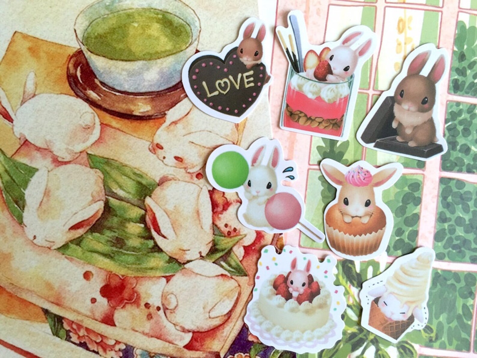 35 Cute Pet Animal Cute Food Sticker Rabbit Cat Adorable Pet Hamster ...