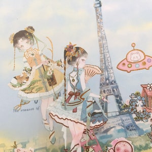 4 Sheets Japanese Girl Stickers Japan Kimono Anime Cartoon Comic Girl ...