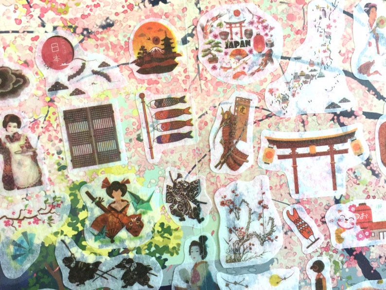 6 Sheets Ancient Japan Sticker Ancient Japan Beauty Japan Themed Geisha ...