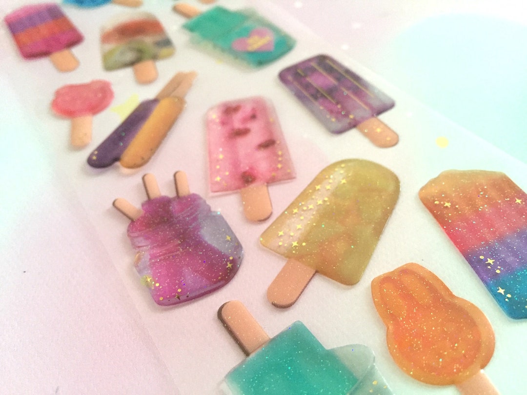 Summer Ice Pop Sticker Frozen Gourmet Popsicle Tropical Ice Cream Stick ...