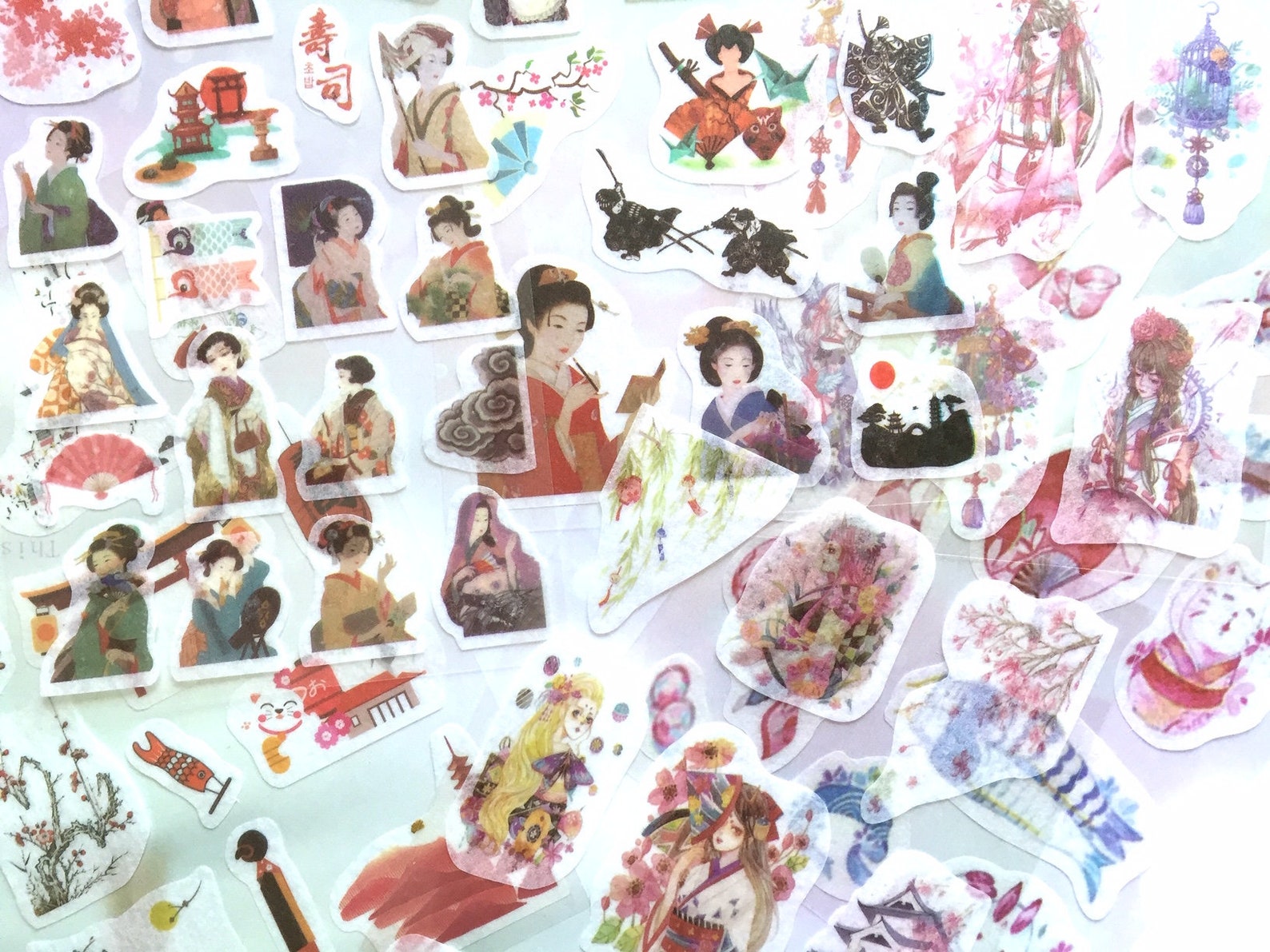 6 Sheets Ancient Japan Sticker Ancient Japan Beauty Japan Themed Geisha ...