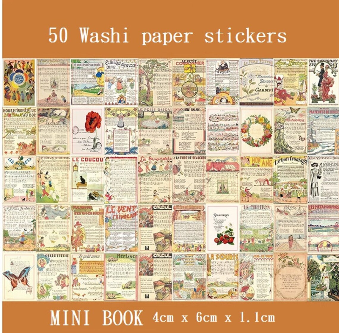 50 Mini Music Lyric Book Sticker Piano Sheet Retro Fairy Tale Music ...