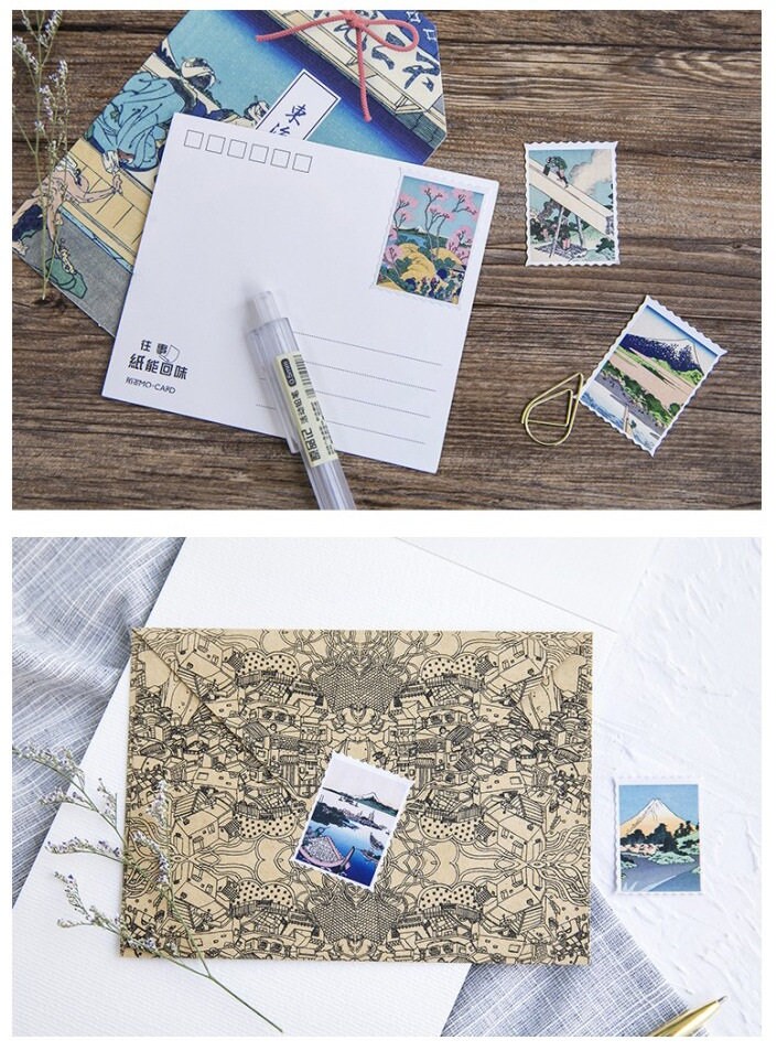 45 Ancient Japan Scenery Sticker Japanese Ink Wash Painting - Etsy