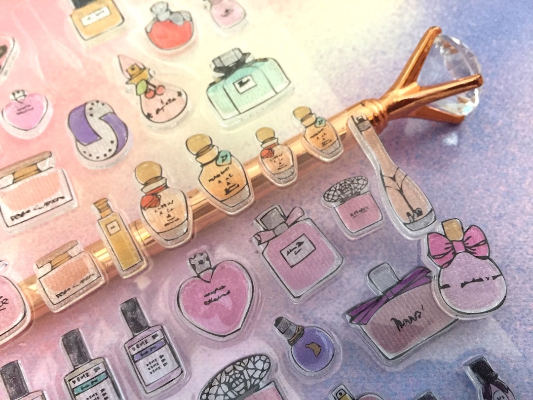 Mini Perfume Bottle Sticker Perfume Collection Glitter Pink Bottle Mini ...