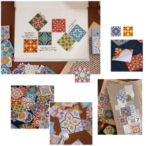 46 Tile Stickers Mini Tile Retro Boho Tile Vintage Bohemian Pattern ...