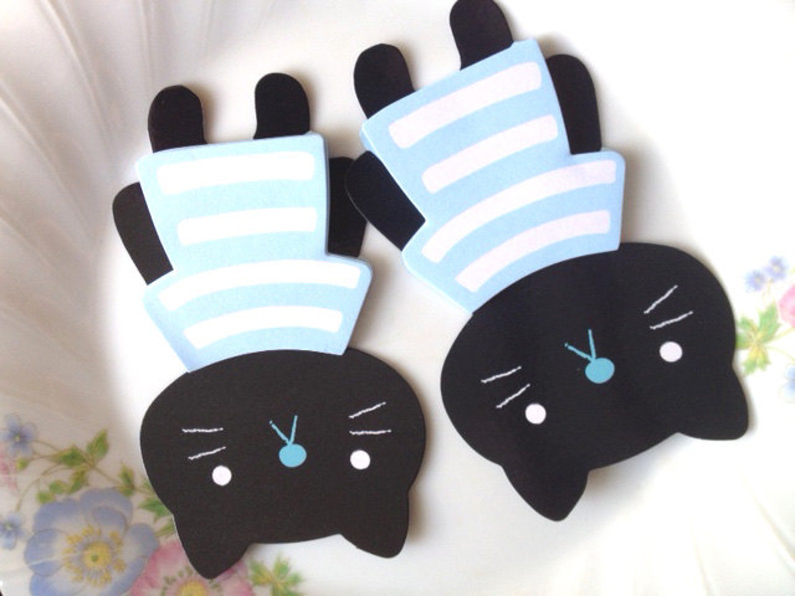 Black cat t-shirt sticky note meow meow blue shirt memo pad | Etsy