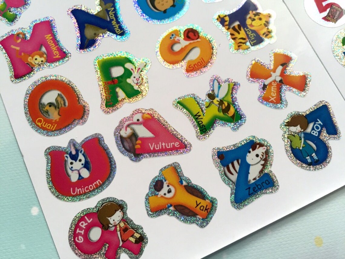 Nursery Animal Alphabet Stickers 2 Sheets Funny Alphabet Zoo - Etsy