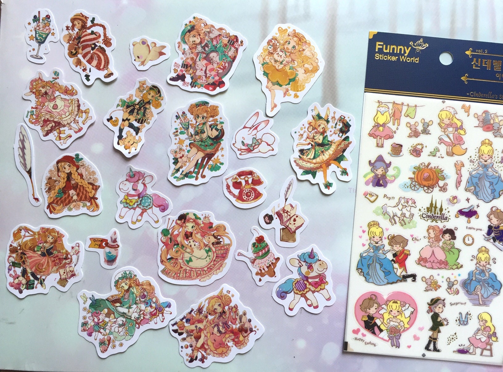 Cute comic girl sticker cosplay teen girl pet rabbit unicorn | Etsy