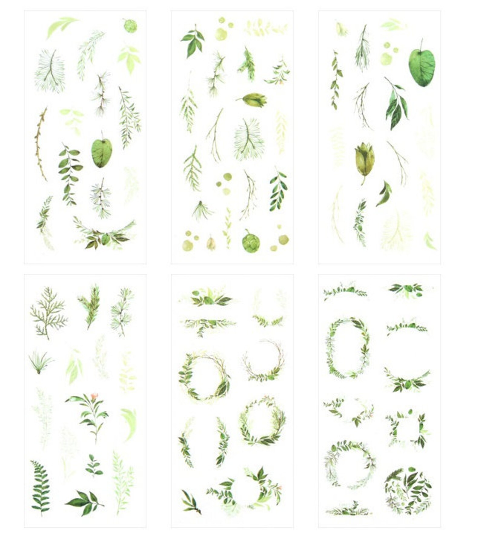 6 Green Plants Stickers Mini Garden Green Leaf Green Garden Cute Plant ...