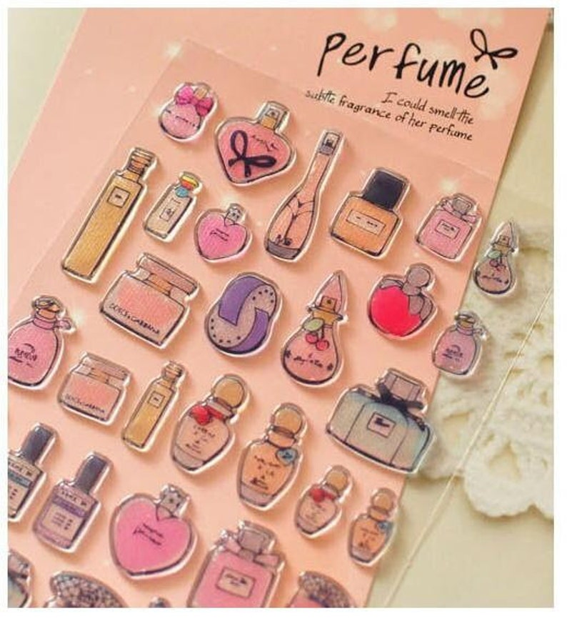 Mini Perfume Bottle Sticker Perfume Collection Glitter Pink Bottle Mini ...