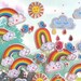 Rainy Day Happy Sun Sticker Cartoon Rainbow Cloud Colorful - Etsy