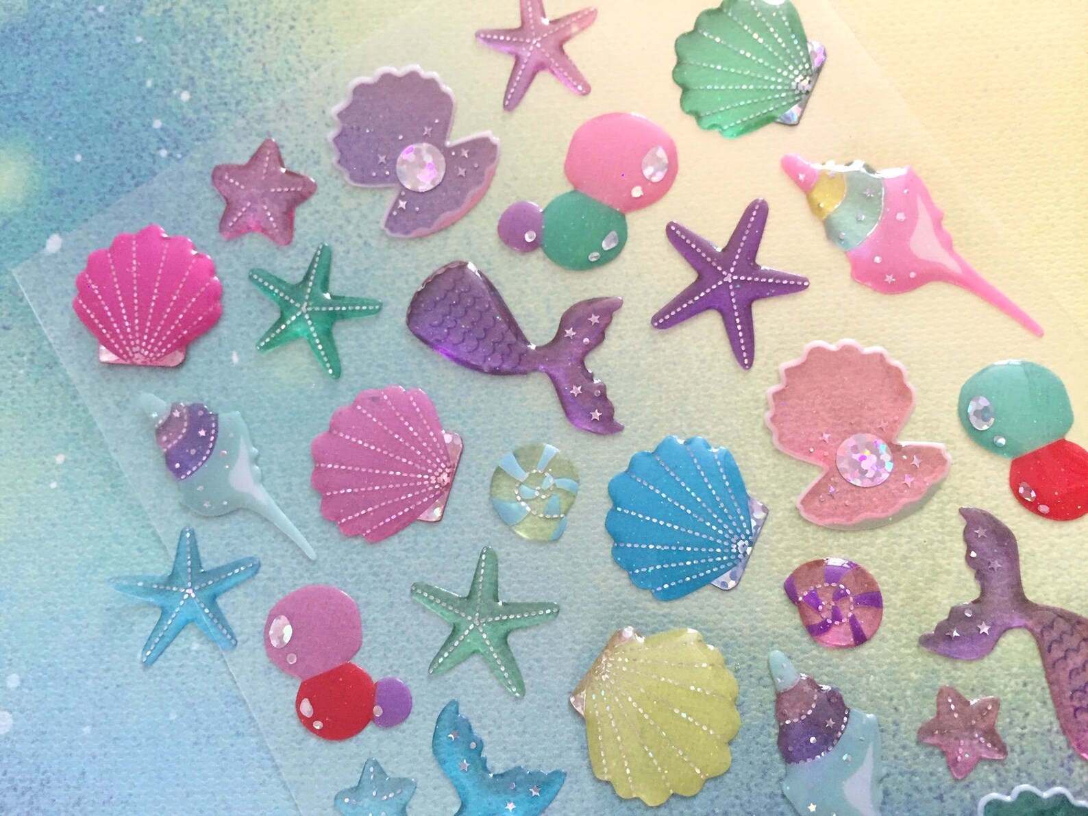 Mermaid Princess Sea Shell Sticker Colorful Sea Treasures Jewelry ...