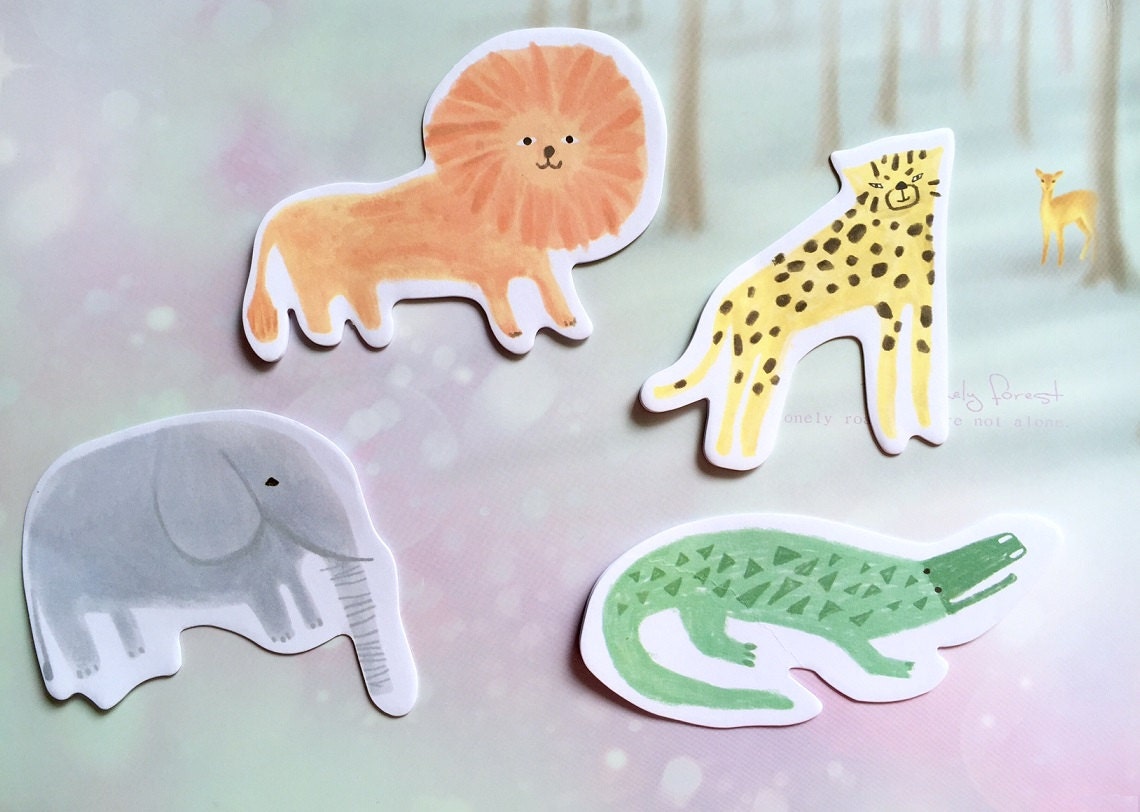 20 Animal Sticky Note Leopard Lion Elephant Alligator Cute | Etsy