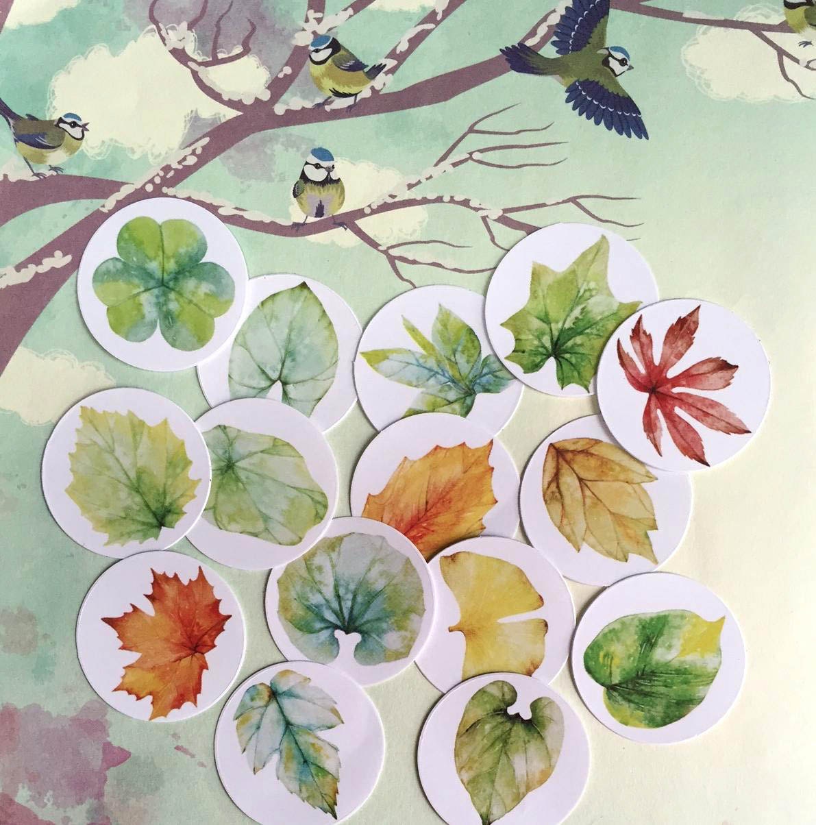 40 Colorful Leaf Sticker Autumn Leaves Green Leaves Label | Etsy