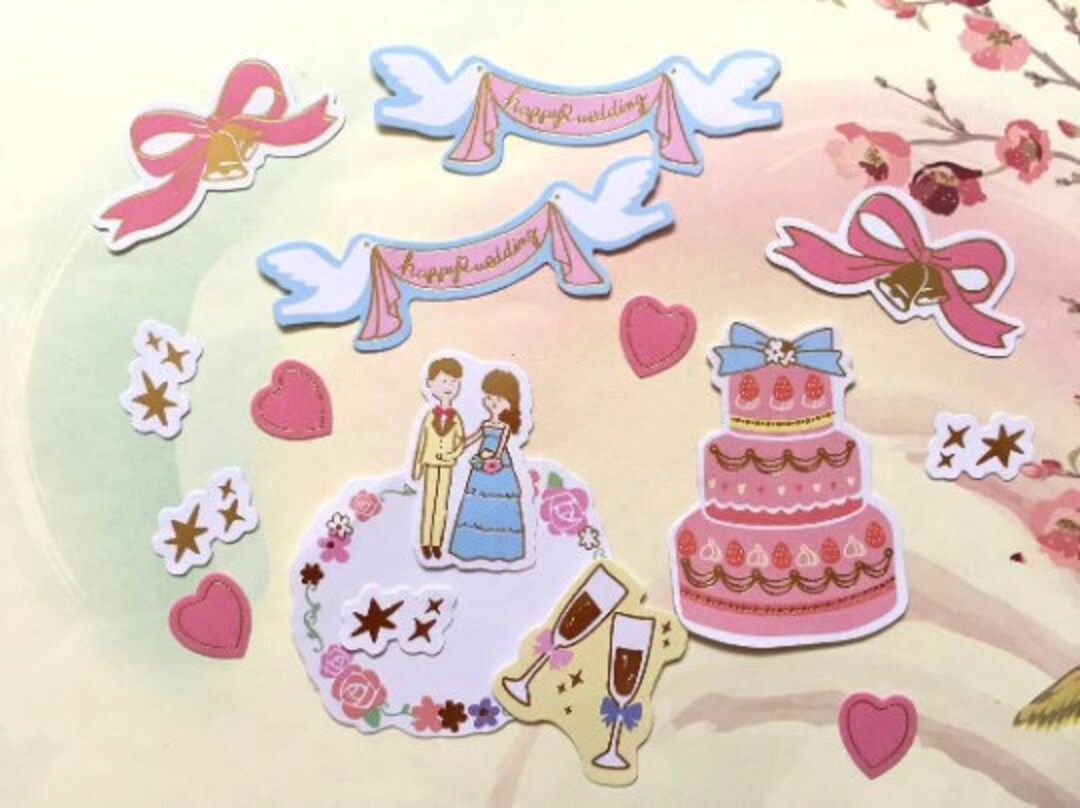 Wedding Cake Dove Banner Sticker Wedding Theme Sticker Happy Wedding ...