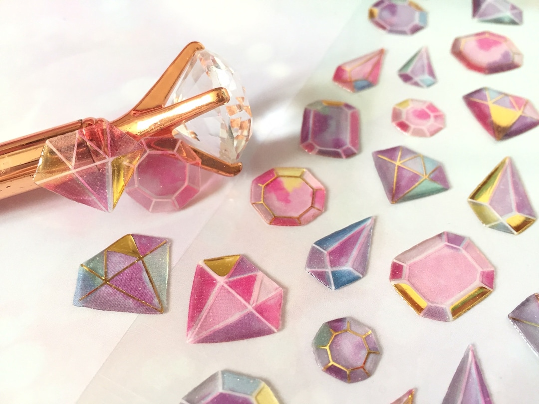 Pink Diamond Sticker Diamond Shape Diamond Pattern Epoxy Sticker Fancy ...