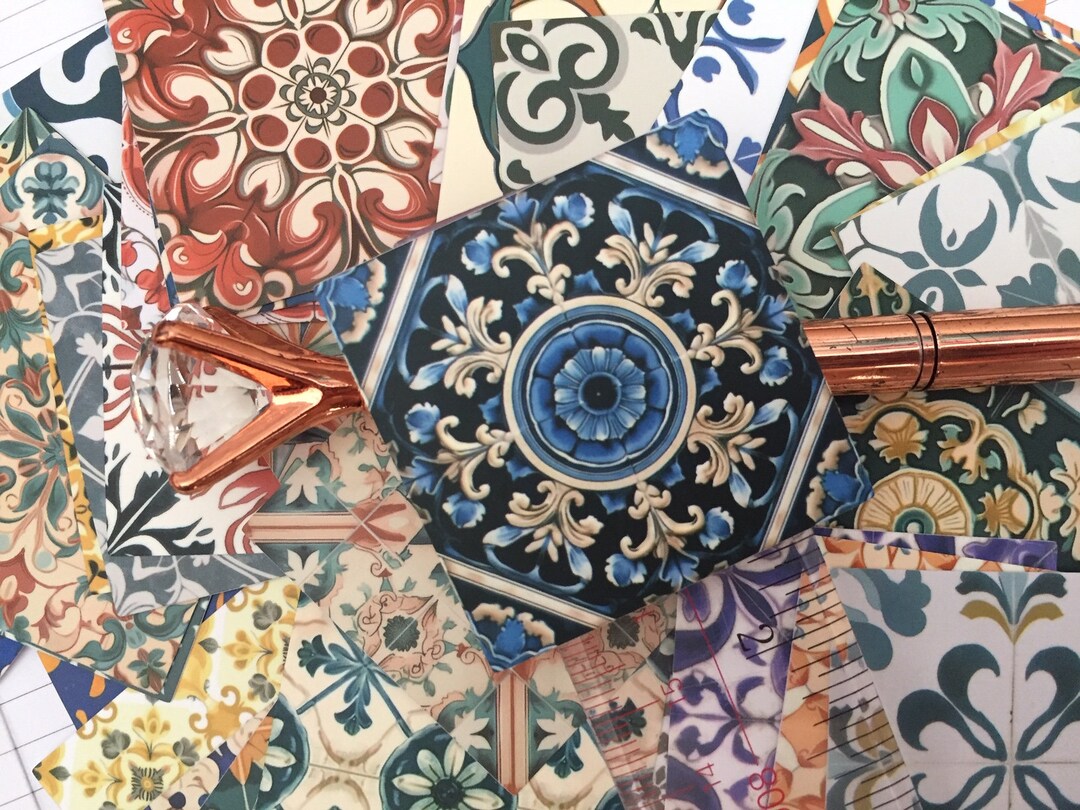 60 Tile Stickers Mini Tile Retro Boho Tile Vintage Bohemian Pattern ...