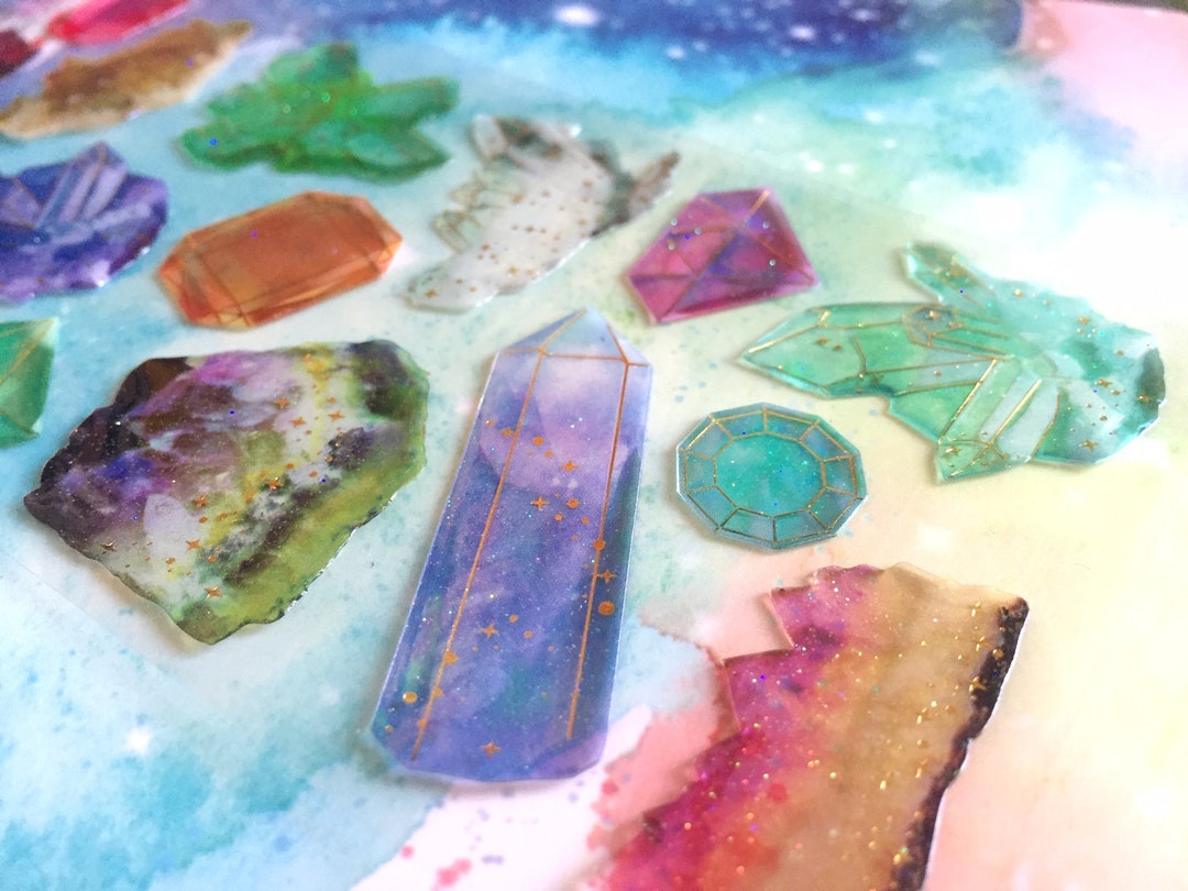 Raw Crystal Epoxy Sticker Colorful Stone Raw Gemstone Fluorite - Etsy