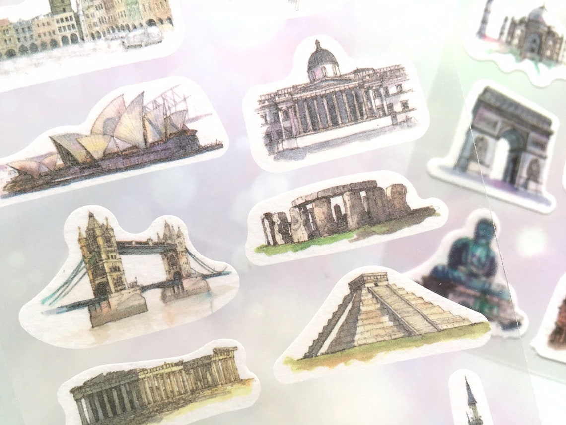 6 sheets Top famous world landmarks sticker ancient ruins | Etsy