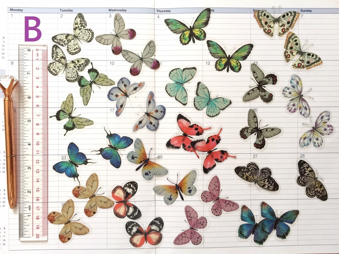 36 Butterfly Stickers Transparent Butterfly Dancing Butterfly Rare ...