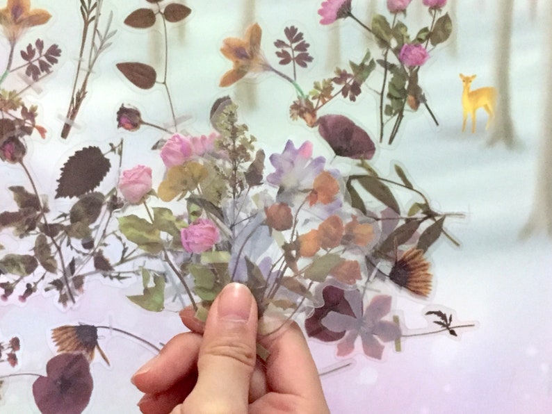 Autumn Plants Fall Flower Sticker Pressed Flower Leaves Pattern Sticker ...