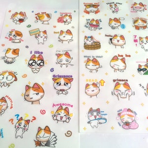 6 Cartoon Cat Stickers My Pet Cat Diary Meow Meow Label Kitty Cute Cat ...