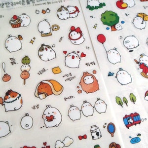 6 Sheets Cute Rabbit Sticker Lovely Bunny Cartoon Sticker Rabbit ...