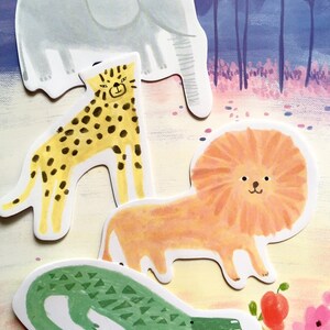20 Animal Sticky Note Leopard Lion Elephant Alligator Cute Message Note ...