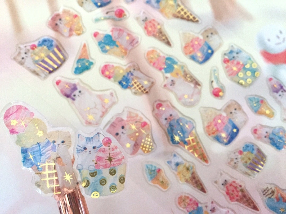 Ice Cream Cat Foodie Cat Sticker Cat Themed Dessert Food Cute - Etsy ...