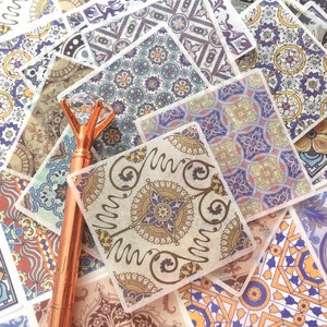 Mini Tile Stickers Tile Pattern Retro Boho Tile Vintage Bohemian ...