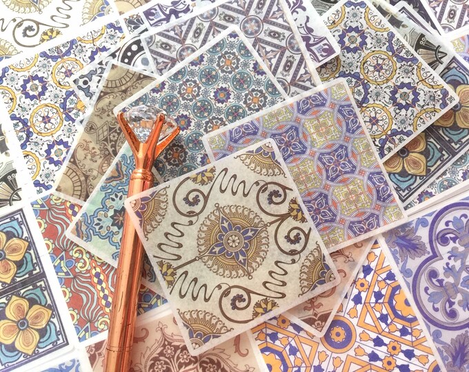Mini Tile Stickers Tile Pattern Retro Boho Tile Vintage Bohemian ...