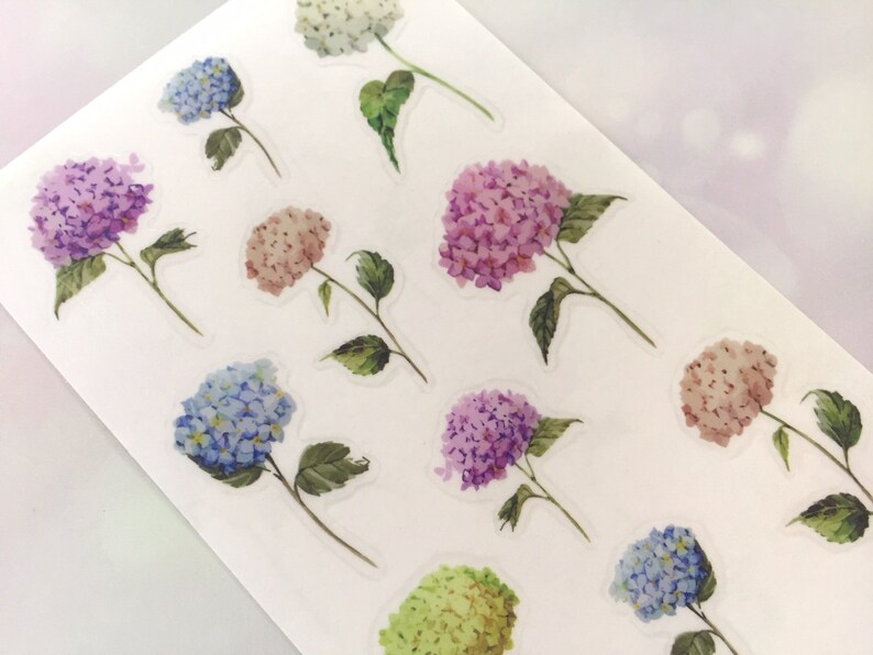 Hydrangea Flower Sticker Flower Art Romantic Watercolor Flower | Etsy