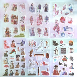 6 Sheets Ancient Japan Sticker Ancient Japan Beauty Japan Themed Geisha ...