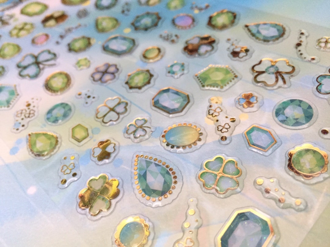 Green Diamond Sticker Clover Raw Diamond Mint Green Gemstone Label ...