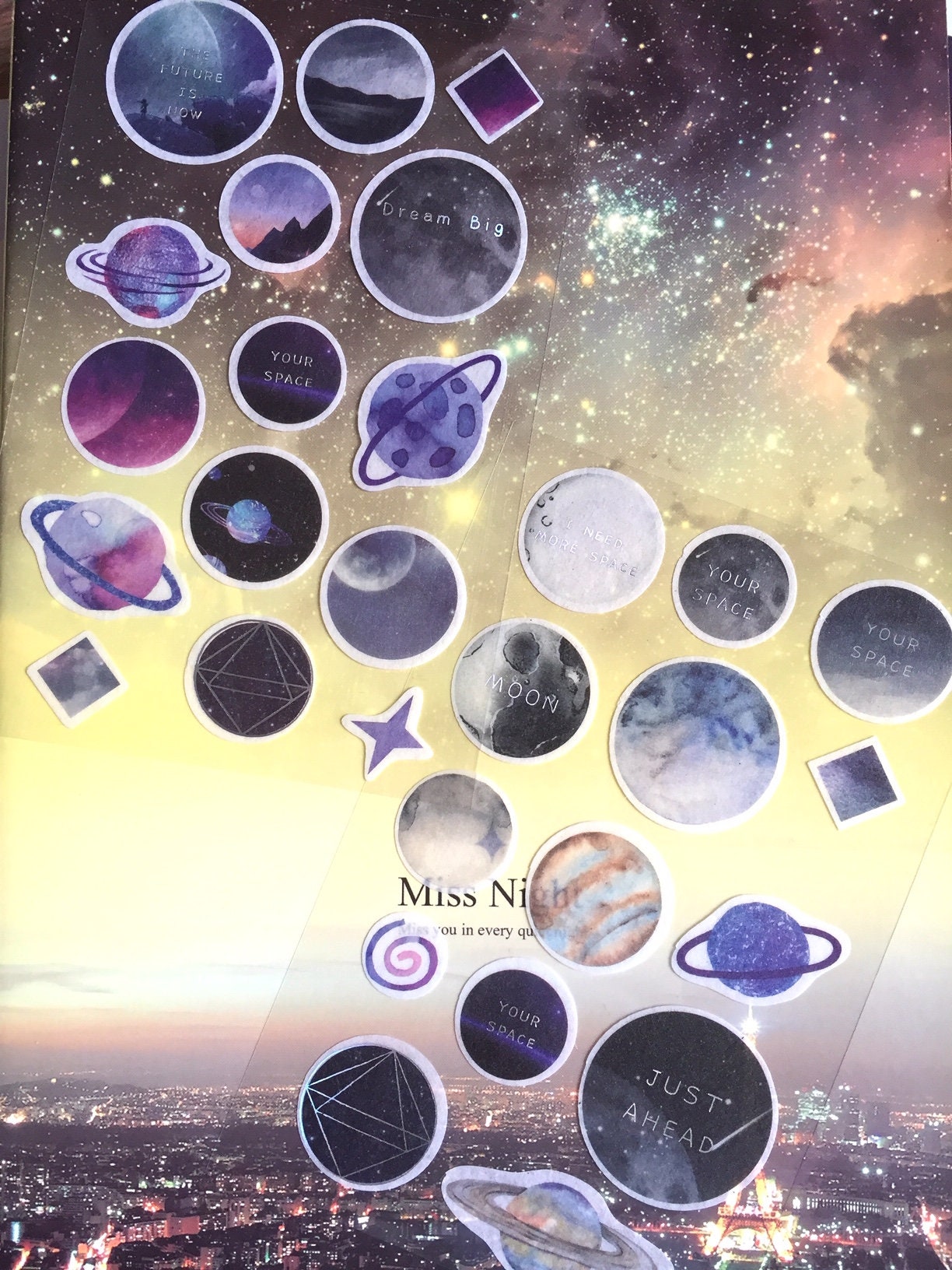 4 Dream Big Outer Space Planet Stickers Solar System Moon Earth Jupiter ...