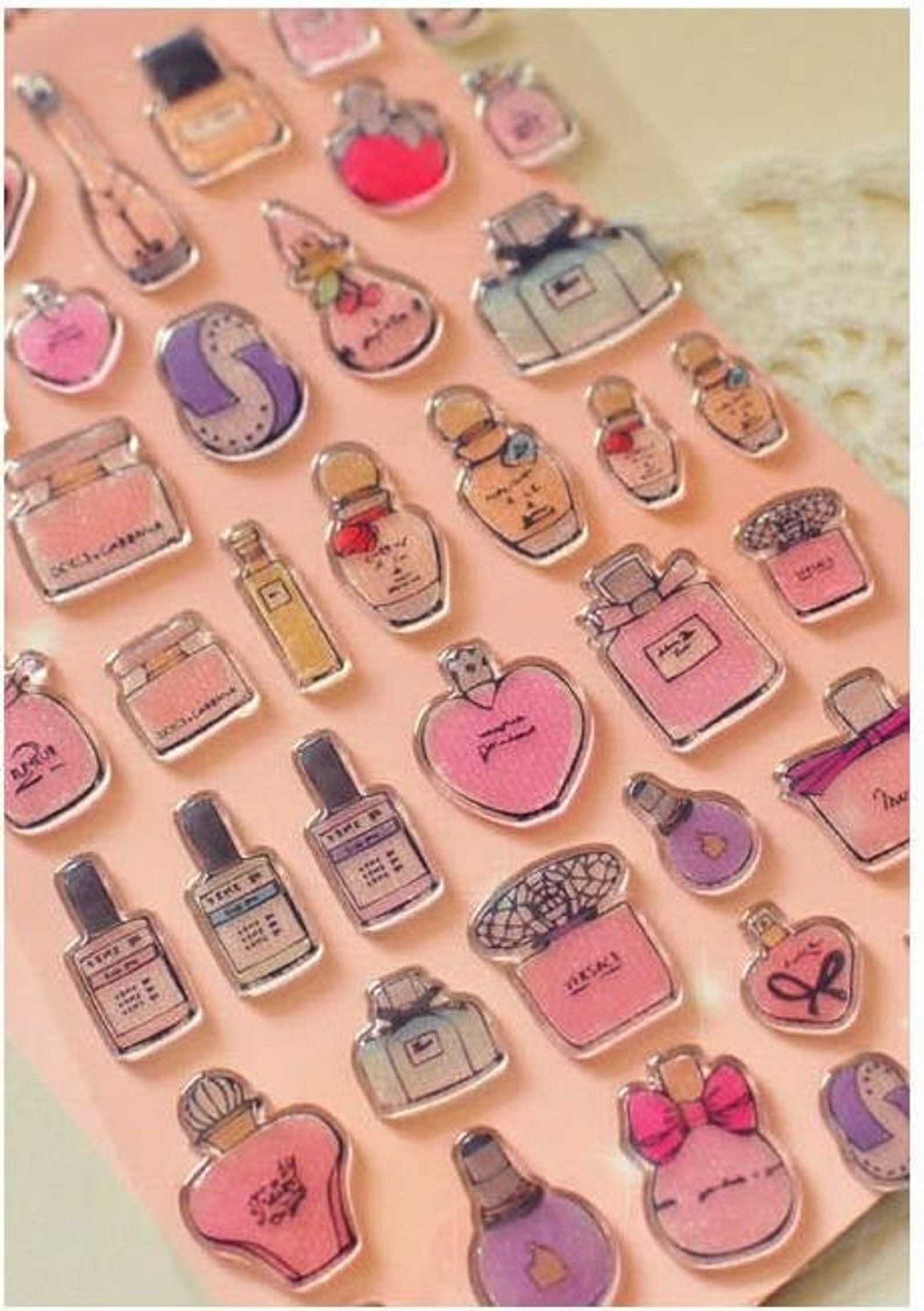 Mini Perfume Bottle Sticker Perfume Collection Glitter Pink Bottle Mini ...