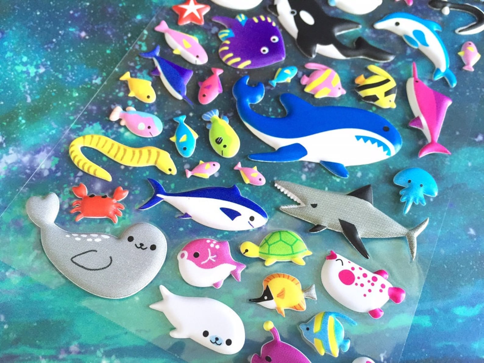 Sea Seal Shark Whale Sticker Ocean World Deep Sea Fish Puffy Sticker ...